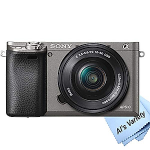 Sony a6000 Mirrorless Digital Camera(Graphite) with 16-50mm Lens + 32GB Card, Tripod, Case, and More (18pc Bundle)