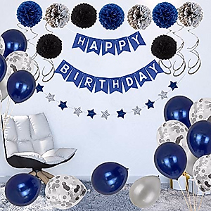 Birthday Decorations Men Blue Birthday Party Decorations for Men Women Boys Grils, Happy Birthday Balloons for Party Decor Suit For 16th 20th 25th 30th 35th 40th 50th 60th 70th (Blue)