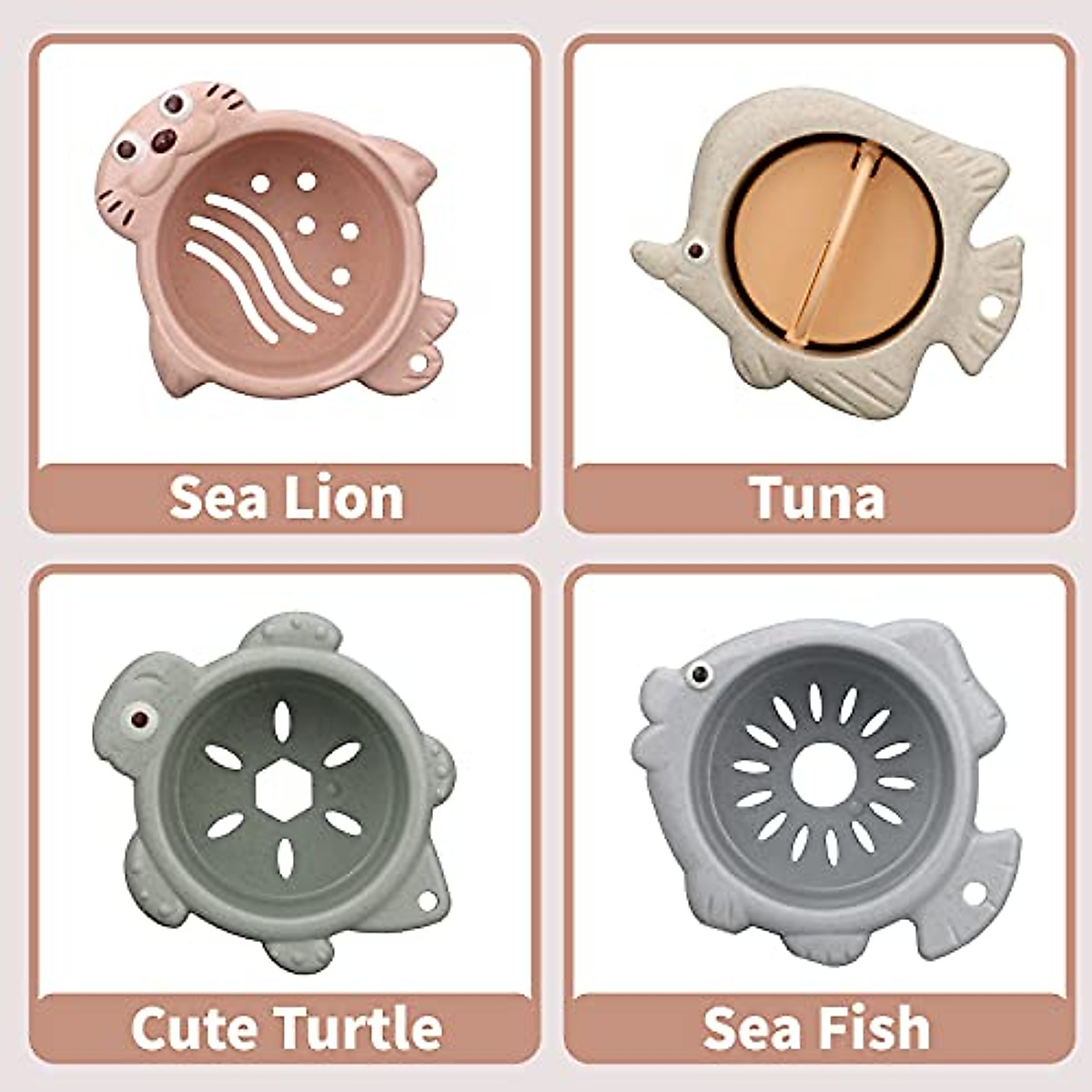 LZZAPJ Baby Bath Toys for Toddlers 1-3 Year Old, Bathtub Water Toys for Kids Age 2-4, Contains 4 Stacking Cups, 2 Boats 2 Whale-Shaped Spoons, Gift for Infants Boys Girls 6-12 Months