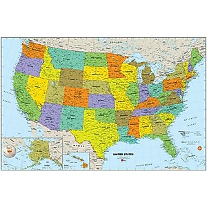 Wall Pops WallPops WPE1897 USA Dry Erase Map Decal, Multicolor