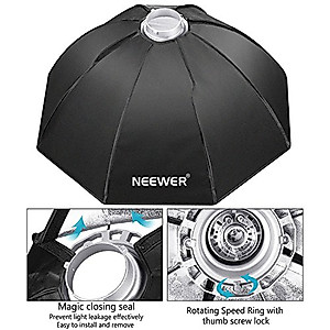 Neewer 24 inches/60 centimeters Octagon Softbox with Bowens Mount Speedring and Bag for Speedlite Studio Flash Monolight,Portrait and Product Photography