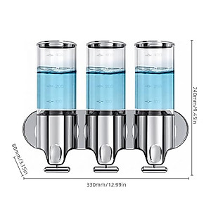 DLBJZQXC 3 in 1 Dispenser for The Shower 500ml*3 Stainless Steel Household Hotel Hotel Manual Press Three Head Dispenser Bathroom Wall Mounted Shampoo