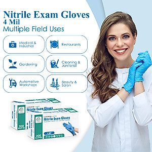 London Labs Nitrile Medical Exam Gloves 4 Mil Disposable Gloves, Latex Free Glove, Powder Free Multi-Purpose (200, X-Small)