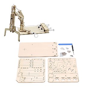 Robot Arm, Robot Arm, Robot Arm Model, Wooden Hydraulic Mechanical Jaws DIY Excavator Starter Kit STEM Science Educational Building Toy, Science Kits