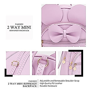 KL928 Girls Mini Backpack Bowknot Polka Dot Cute Small Daypacks Convertible Shoulder Bag Purse for Women