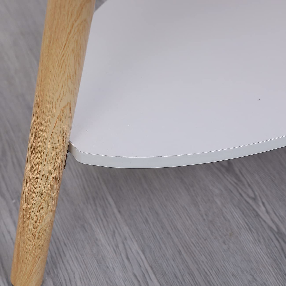 Oval Wood Coffee Table Modern Style with Open Storage Layer for Storage and Display 2 Tier Goose Egg Pattern Sofa Table Cocktail Table for Living Room Home Office