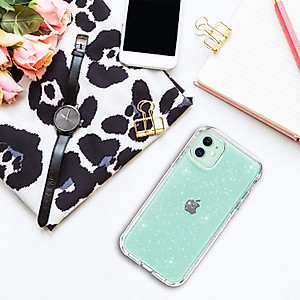 Coolwee Crystal Glitter Full Protective Case for iPhone 11 Heavy Duty Hybrid 3 in 1 Rugged Shockproof Women Girls Transparent for Apple iPhone 11 6.1 inch Shiny Clear Bling Sparkle