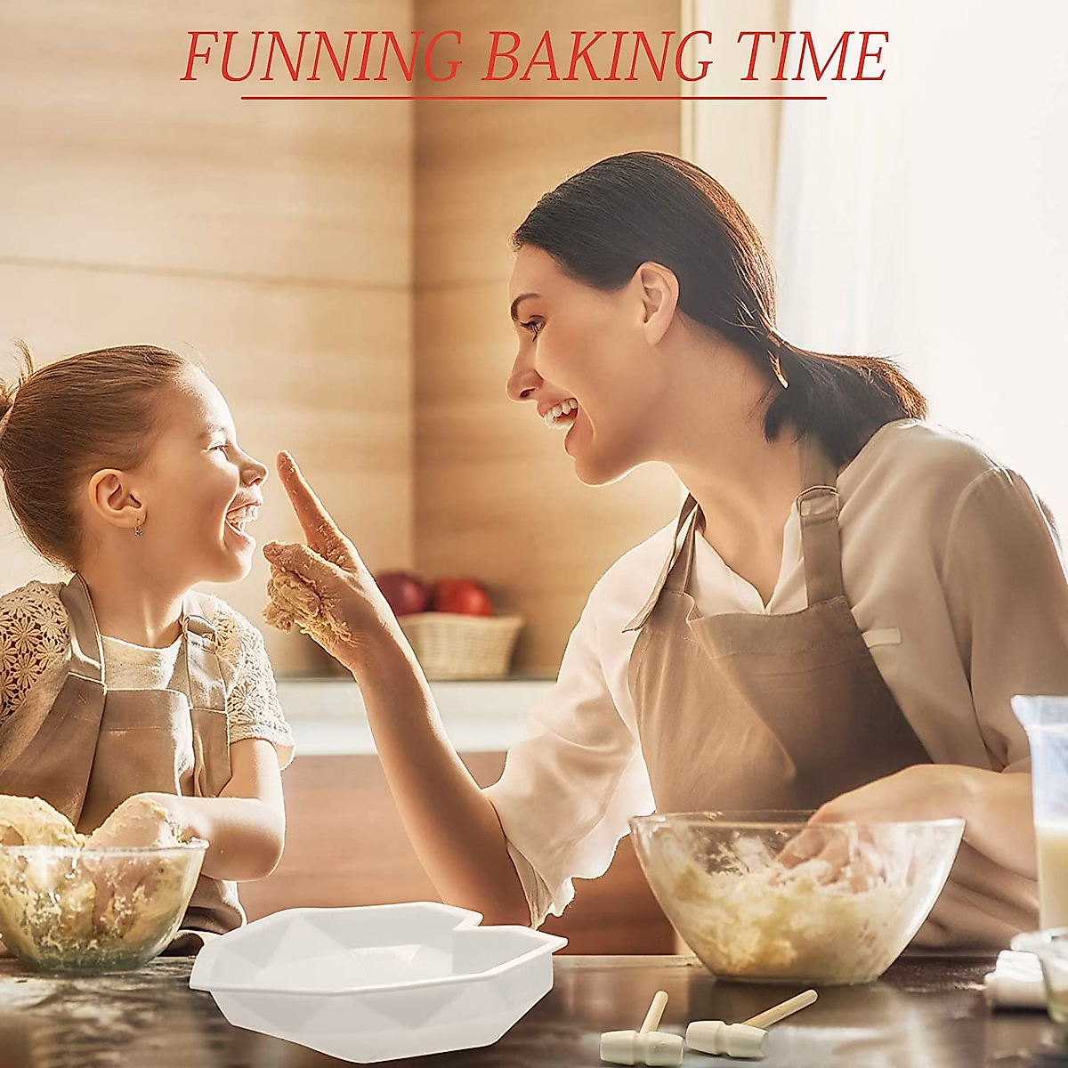 Heart Shaped Chocolate Mold, Diamond Heart Mousse Cake Mold Trays Silicone Chocolate Dessert Baking Pan with 2 Pieces Wooden Hammers and Chocolate Molds