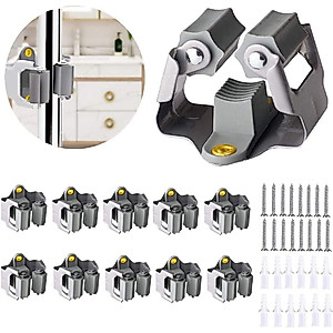 3-H Mop and Broom Holder Wall Mount, Broom Holder Wall Mount 10 Pack, Broom Holder for Garage Garden Shed Storage System Laundry Room Home Kitchen Organization up to 1.45 Inch(grey)