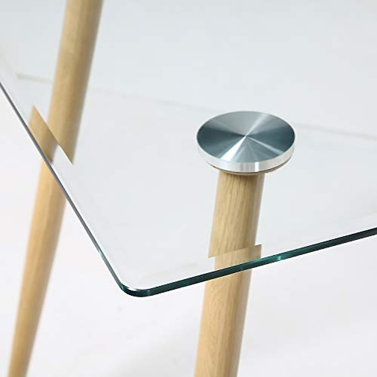 Bacyion Modern Dining Room Table Set 5 Pieces Dining Table Set for 4 - Rectangle Glass Dining Table with 4 Grey Fabric Dining Chairs - Kitchen & Dining Room Sets for Dining Room Kitchen