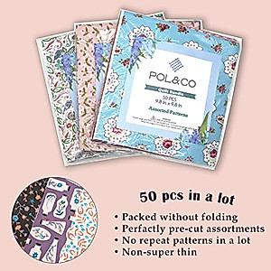POL&CO 50pcs Cotton Craft Fabric Random Bundle Squares 9.8 x 9.8 in – 100% Cotton Fabric for Sewing and Quilting | Fabric Bundles | Fabric Scraps | Precut Fabrics for Quilting | Patchwork