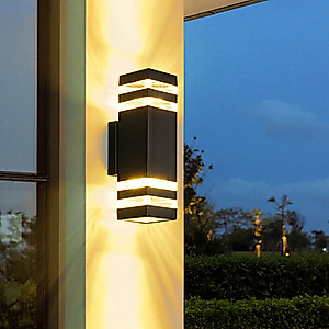 Tenlison 2 Pack Outdoor Wall Light Modern Waterproof Up Down Aluminum Cylinder LED Fixtures Dual Head Lamp With E26E27 Socket AC85-277V for Courtyard Garden Porch Corridor.(Including bulb), 2P