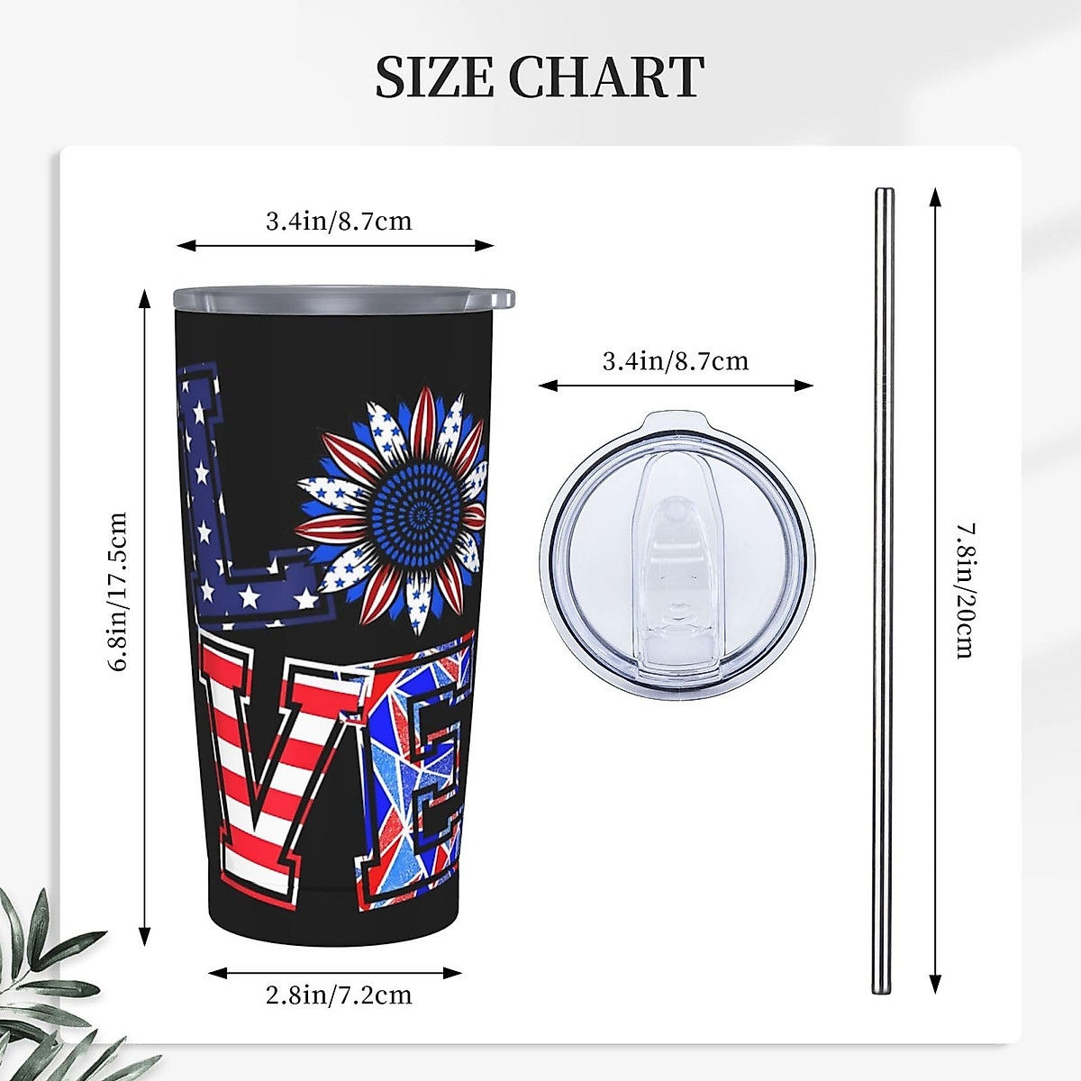 ayvcxui American Flag Flower Stainless Steel Insulated Tumbler 20 Oz Water Bottle Coffee Mug Coffee Mug With Lid Straw