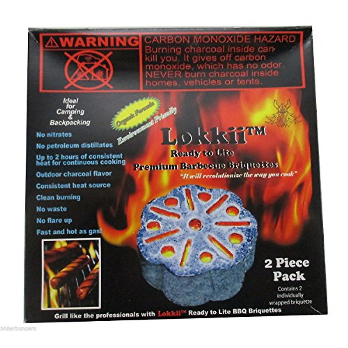 Lokkii, Ready to Lite-Premium Barbeque Briquettes, Contains 2 Individually Wrapped Briquettes