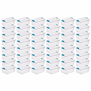 Sterilite Plastic 15 Quart Stacking Storage Box Container with Latching Lid for Home, Office, Workspace, and Utility Space Organization, 48 Pack