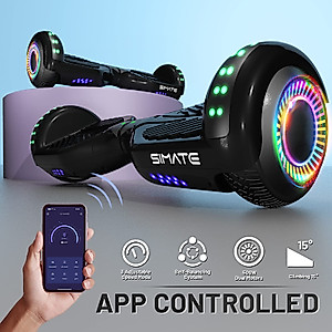 SIMATE 6.5" Hoverboard with Bluetooth & LED Lights, Self Balancing Hover Boards for Kids & Adults & Girls & Boys, for All Ages…