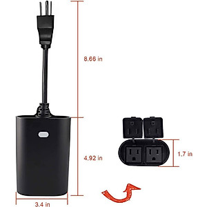 Outdoor Z-Wave Plus On/Off Light and Appliance Plug, Two On/Off Smart Outlet, Zwave Hub Required, Works with SmartThings, Wink, Alexa (ZW97)