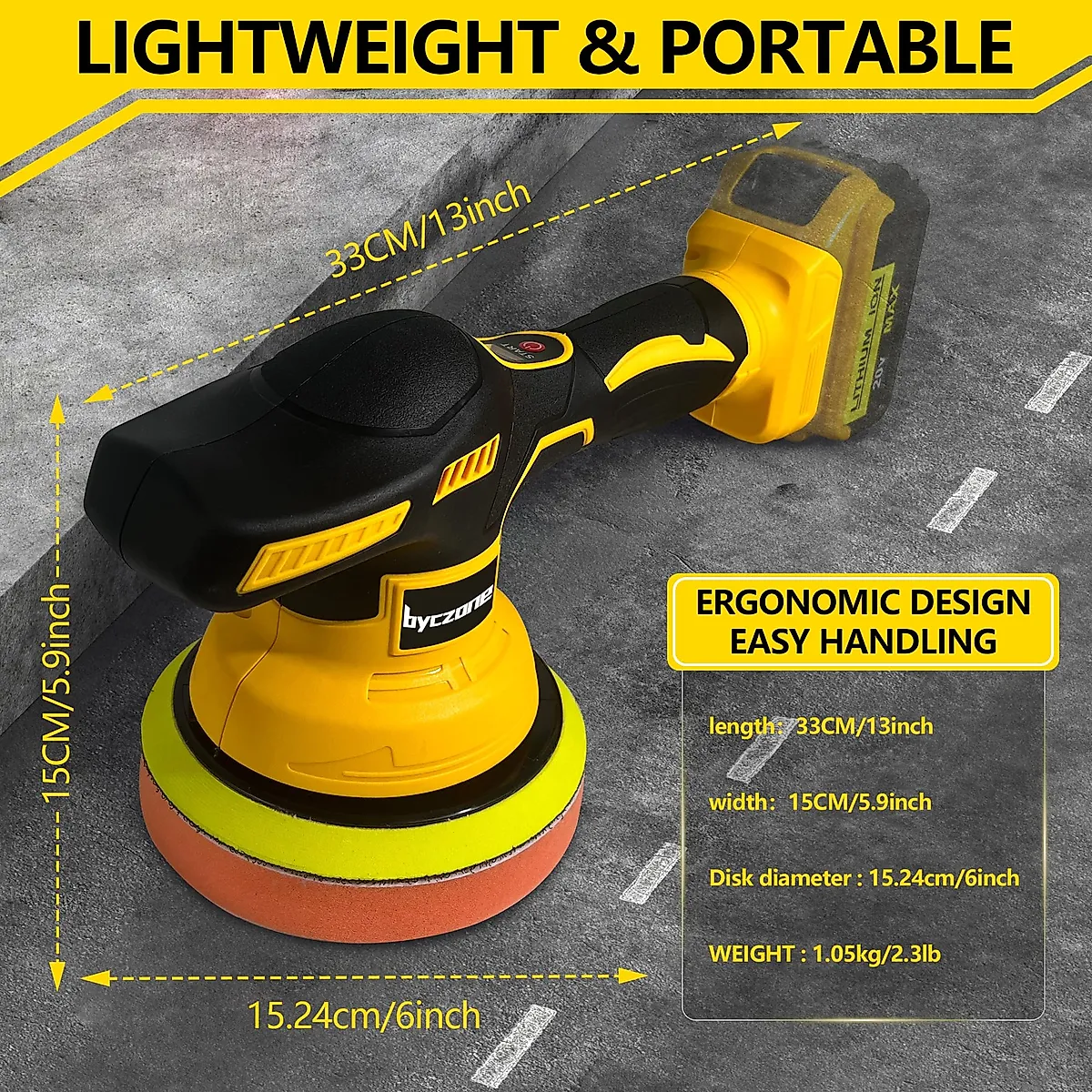 Cordless Car Buffer Polisher for Dewalt 20V Battery, 6 Inch Portable Orbital Buffer Polisher Kit, 8 Variable Speed Car Polisher for Car Detailing/Polishing/Waxing (Battery Not Include)