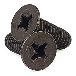Phillips Flat Head Machine Screws 100 Degree Taper Black Oxide - #10-24 x 1" Qty 100