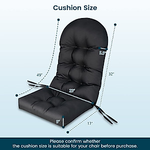 Giantex Patio Adirondack Chair Cushion - 49” x 23” High Back Rocking Chair Cushion w/Fixing Straps, Durable & Fade Resistant, 5” Thick Tufted Seat Pad for Indoor & Outdoor Chairs (Black, 1)