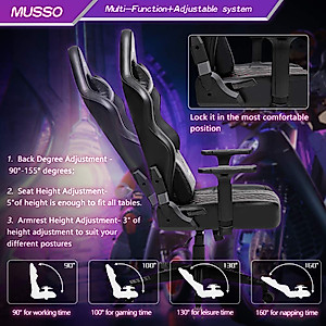 MUSSO Executive Swivel Office Chair, High-Back Racing Gaming Chair, Ergonomic Adjustable Computer Desk Chair, PU Leather Task Chair with Headrest and Lumbar Support (Classic Pattern)…