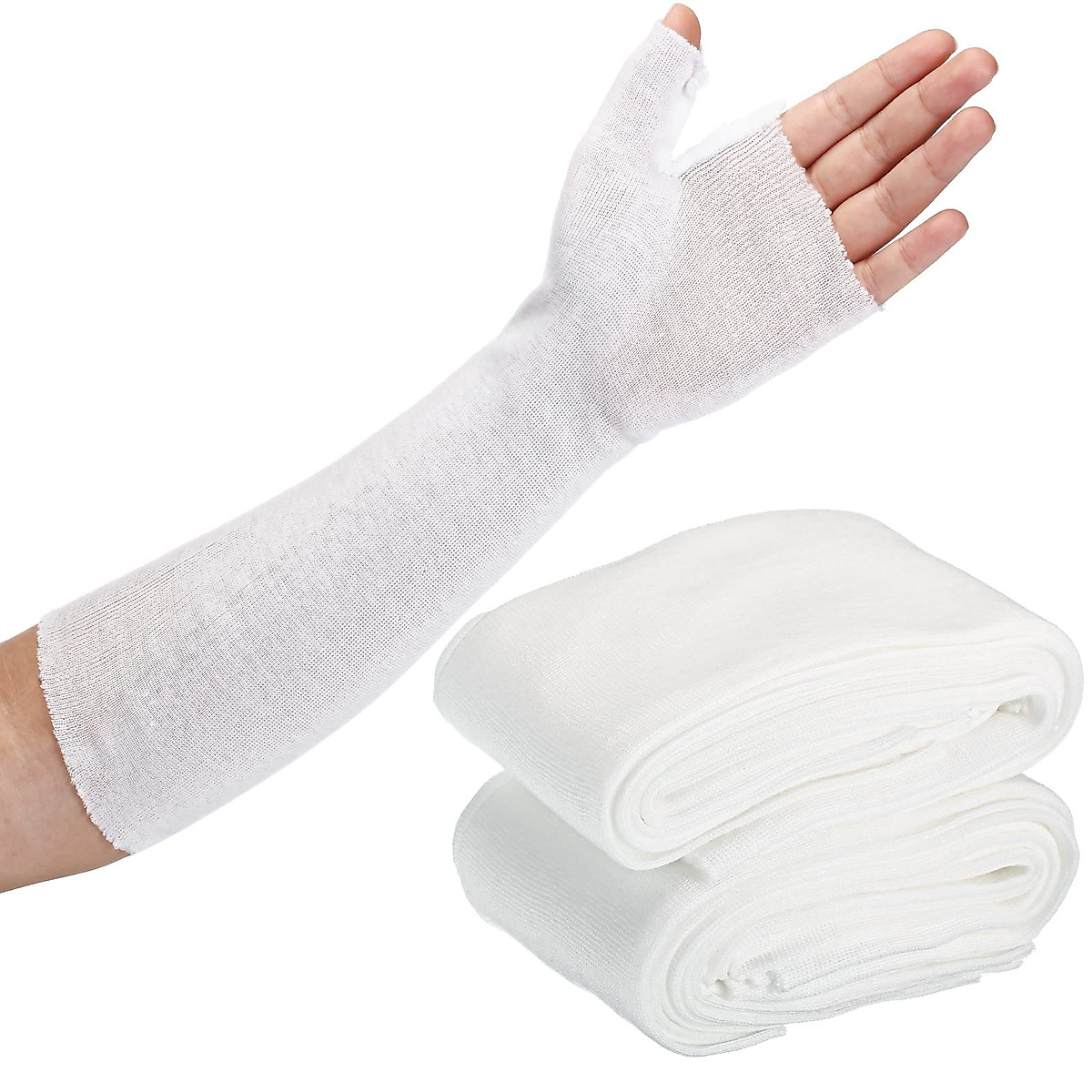 Nuanchu Tubular Stockinette Tubing Cotton Stockinette for Pre Wrap Use Elastic Arm Cast Stockinette for Arm Wrist Thumb Spica Stockinette Tubing Soft Wrist Arm Wraps (20 Pcs, 3.14 x 11.8 Inch)