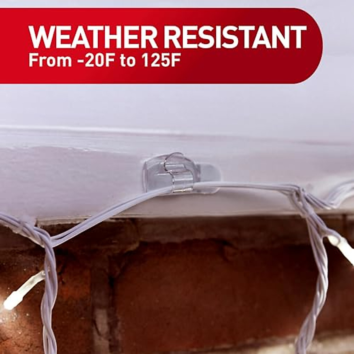 Command Outdoor Light Clips, 16 clips, 20 strips, Water-Resistant Adhesive (17017CLR-AWES), Clear (17017CLR-AW-E)