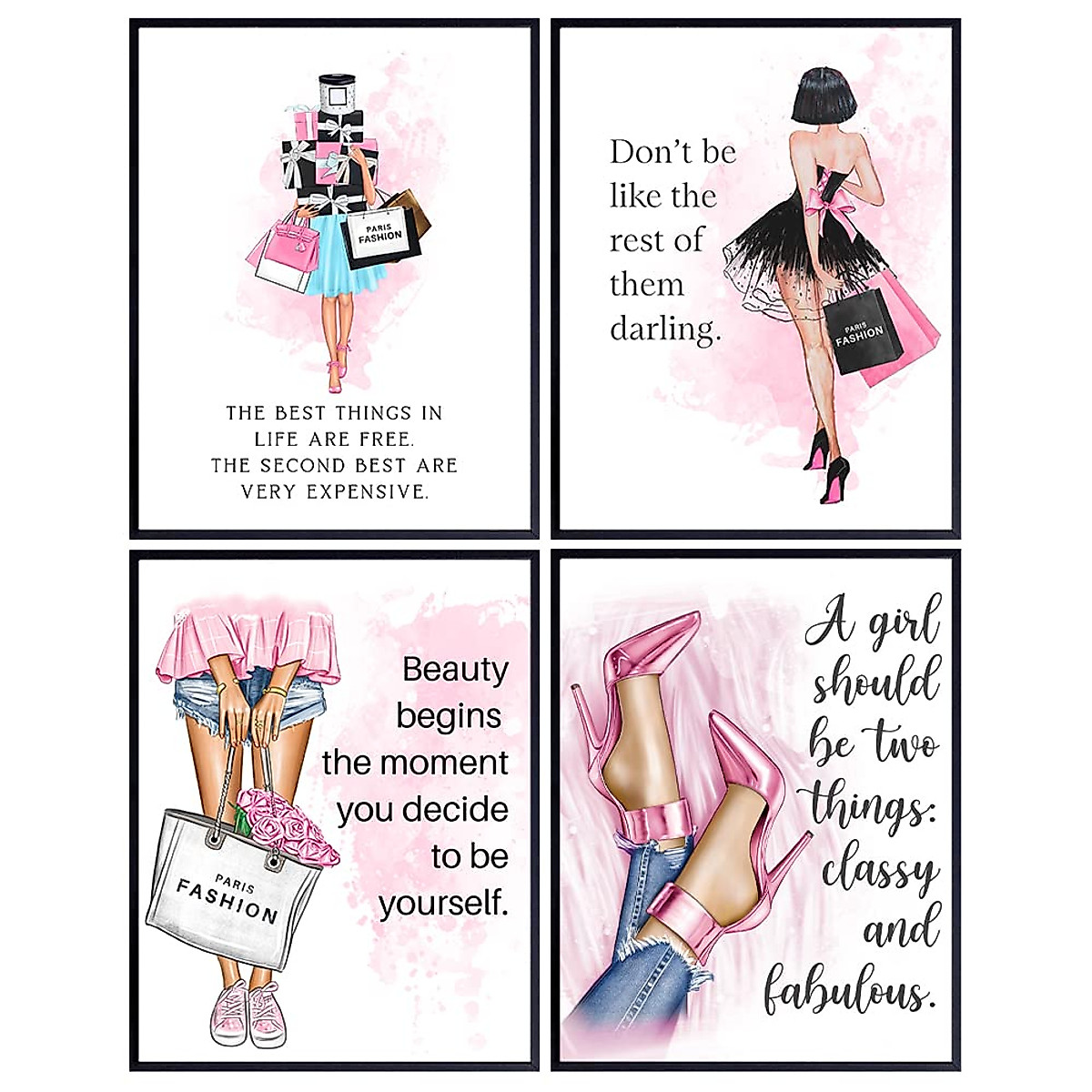 Inspiring Uplifting Encouragement Gifts for Women, Teen Girls - Glam Designer Wall Art - Inspirational Positive Quotes Wall Decor - Motivational Sayings Posters - Glamour Luxury High Fashion Quotes