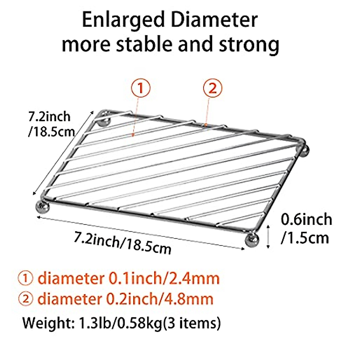 Stainless Steel Trivets for Hot Pots and Pans, VIDAYA Luxury Metal Pot Holders -Multi-Use Great Heat Resistant Hot Pads for Kitchen Counter, Upgrade Enlarged Diameter Hot Plate Holder (3 Pack)