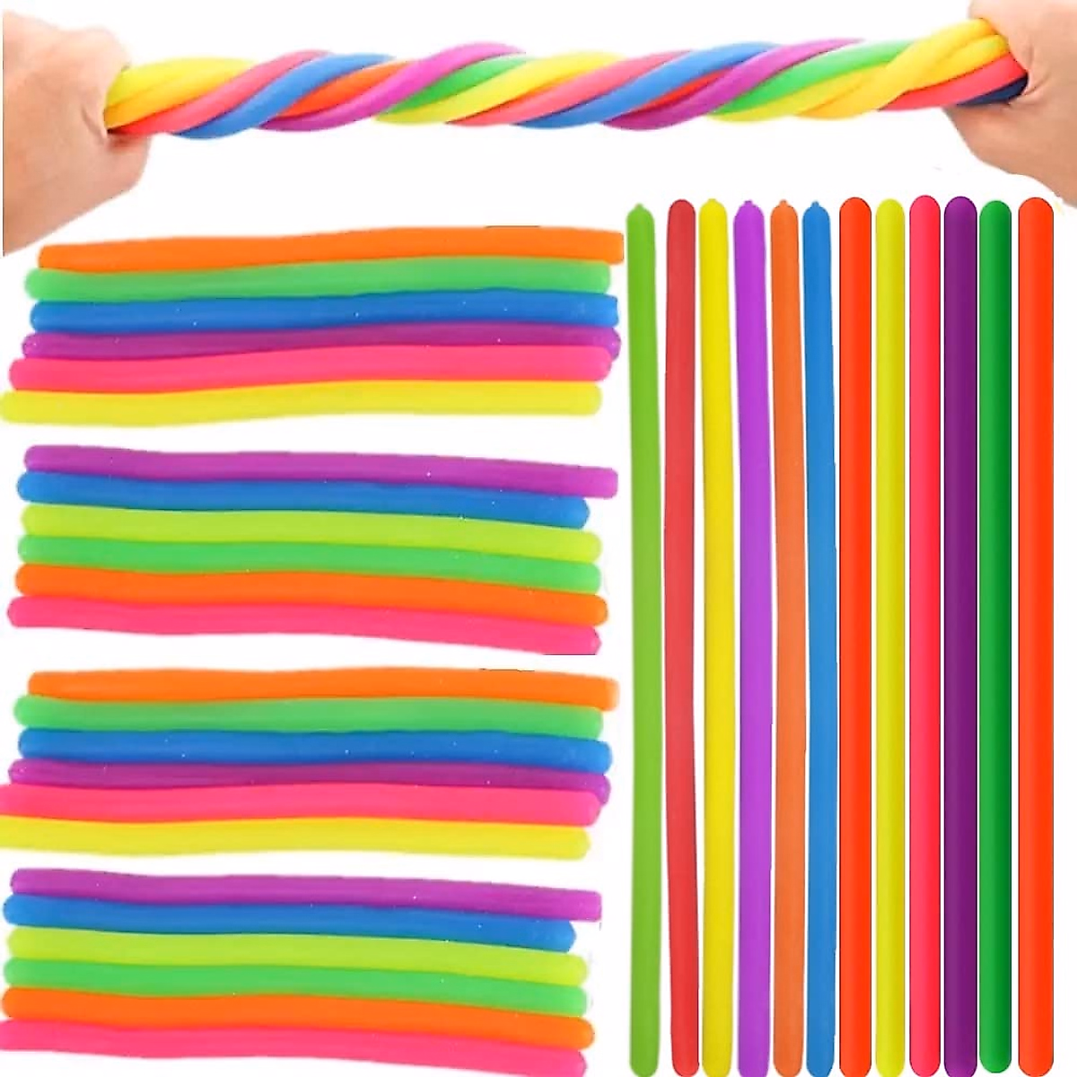 Abitor 30 Packs Monkey Noodles Stretch String Stress Relief Physical Exercise Size: 20 cm / 8inches Long Extend to More Than 9 feet