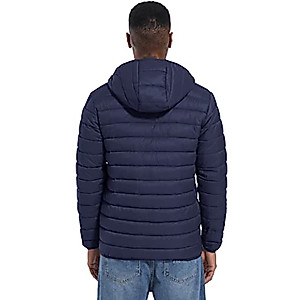 Men's Insulated Puffer Jacket Zip Up Down Jacket Hiking Jacket Winter Jackets Hooded Casual Jacket Winter Clothes Hiking Jacket Navy, XL