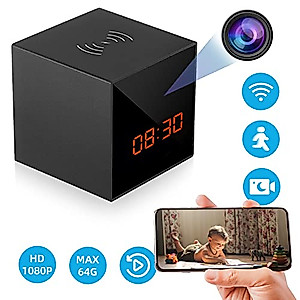 LIZVIE Hidden Camera Clock Wireless Charger Unobtrusive Spy Camera Clock Enhanced 1080p HD Picture, Seurity Camera, Night Vision, Live Video, Wireless Charger