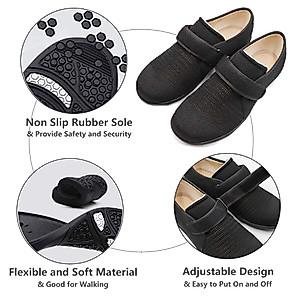 Womens Edema Diabetic Shoes with Arch Support,Extra Wide Breathable Lightweight Walking Sneakers Air Cushion Sole for Swollen Feet, Plantar Fasciitis Black