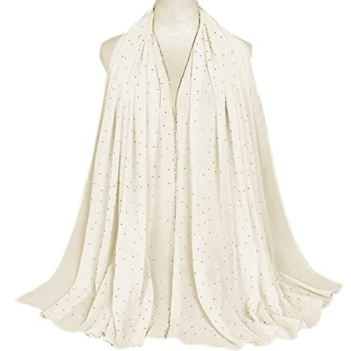 ANKOMINA Women Soft Chiffon Rhinestone Long Scarf Shawl Fashion Muslim Hijab Head Wrap Scarves