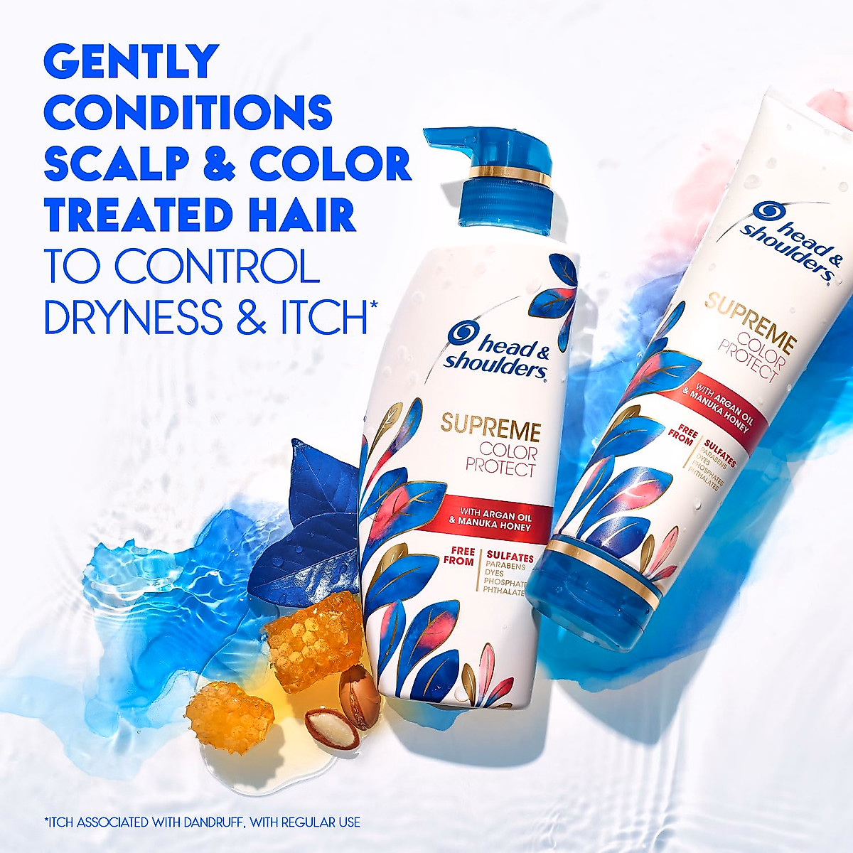 Head & Shoulders Dandruff Shampoo and Conditioner, Supreme Color Protect with Argan Oil and Manuka Honey, 11.8 Oz, 9.4 Oz