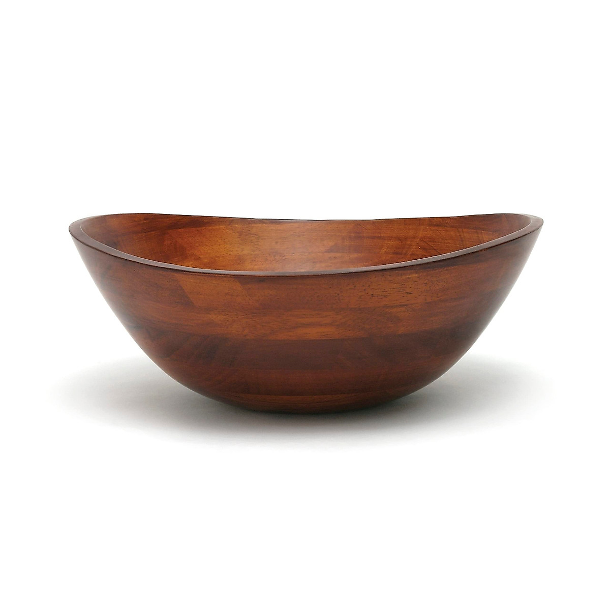 Lipper International Cherry Finished Wavy Rim Serving Bowl for Fruits or Salads, Matte, Large, 13" x 12.5" x 5", Single Bowl