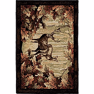 Rug Empire Rustic Lodge, Deer Area Rug, 26" W x 39" L, Black