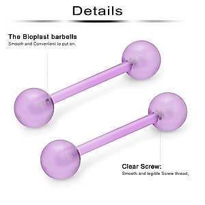 Ftovosyo 14G 16mm Glow in Dark Flexible Acrylic Straight Tongue Nipple Ring Retainer Body Piercing Jewelry for Women Men 36PCS Mix Color Bioflex Plastic Acrylic Nipplering