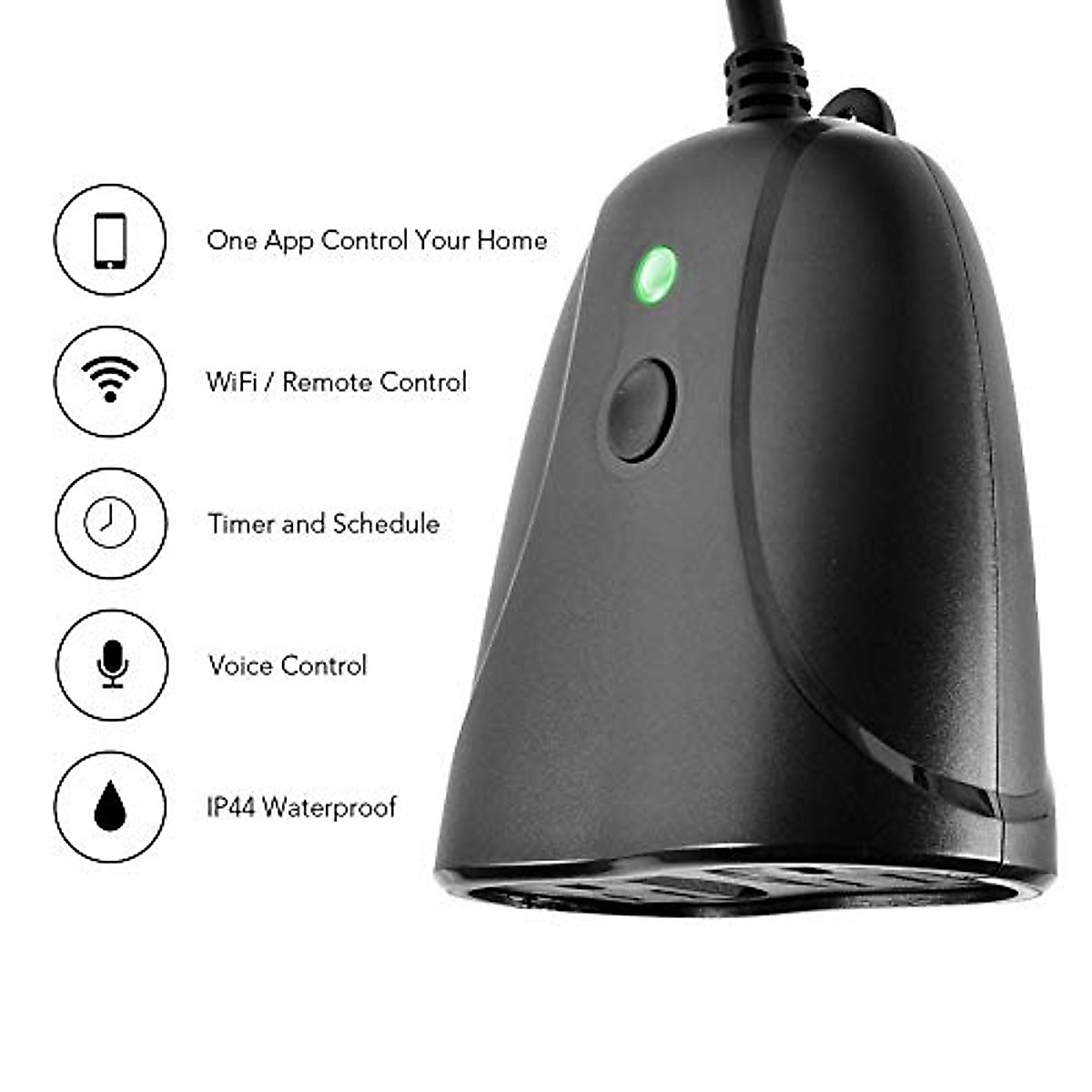 Outdoor Smart Plug, MXQ WiFi Smart Outlet with 2 Individual Sockets Works with Alexa Echo Google Home, IP44 Waterproof 2.4GHz Remote Control WiFi Smart Socket with Timer Function, FCC/RoHS Certified