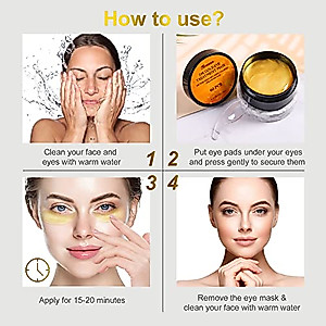 Fivewan 24k Gold Under Eye Patches - 60 Pcs Eye Mask Pure Gold Anti-Aging Collagen Hyaluronic Acid Under Eye Mask for Removing Dark Circles, Puffiness & Wrinkles Refresh Your Skin