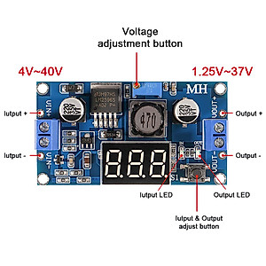 ALMOCN 2PCS LM2596S Buck Converter Step-Down Power Module DC to DC 4.0-40V to 1.25-37V Voltage Regulator with LED Voltmeter Digital Display