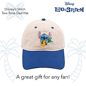 Concept One Unisex Adult Disney Stitch Adjustable Baseball Cap, with Curved Brim Dad Hat, Navy - Pineapple, One Size US