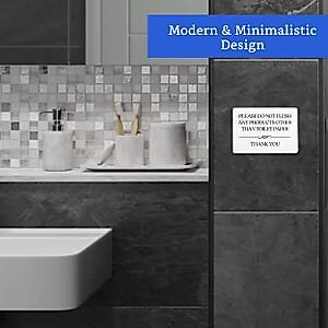 Do Not Flush Toilet Sign (White Acrylic 5 x 3.5 in) - Do Not Flush Feminine Products Sign - Bathroom Signs for Business - Airbnb Essentials for Hosts - Airbnb Signs