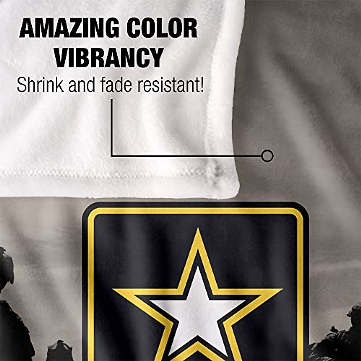 U.S. Army Blanket, 36"x58" U.S. Army Logo with Soldier Silhouette, Silky Touch Sherpa Back Super Soft Throw