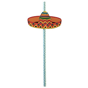 Fiesta Party Straws | Mexican Decorations | Final Fiesta Bachelorette Party Supplies | Set of 32, PRE-ASSEMBLED Paper Straws