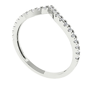 Clara Pucci 0.12 ct Brilliant Round Cut Clear ZIron 14k White Gold Stackable Wedding Engagement Designer Anniversary Ring Band Sz 6