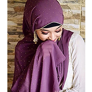 ANKOMINA Women Soft Chiffon Rhinestone Long Scarf Shawl Fashion Muslim Hijab Head Wrap Scarves