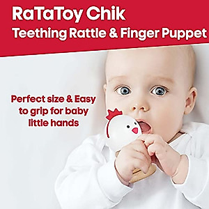 Kipod Wooden Baby Toy- Newborn Teething Toy & Wooden Baby Rattles 0-6 Months - All-Natural and Safe Material Wooden Rattle for Baby - Premium Wood Baby Teether Toy with Smooth Edges - Cute Chick