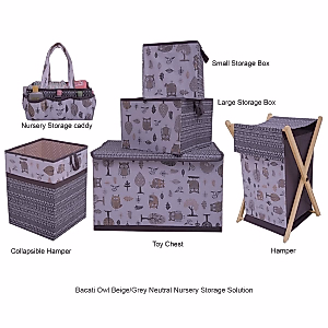 Bacati - Toy Chest Owls in the Woods Beige/Grey Neutral