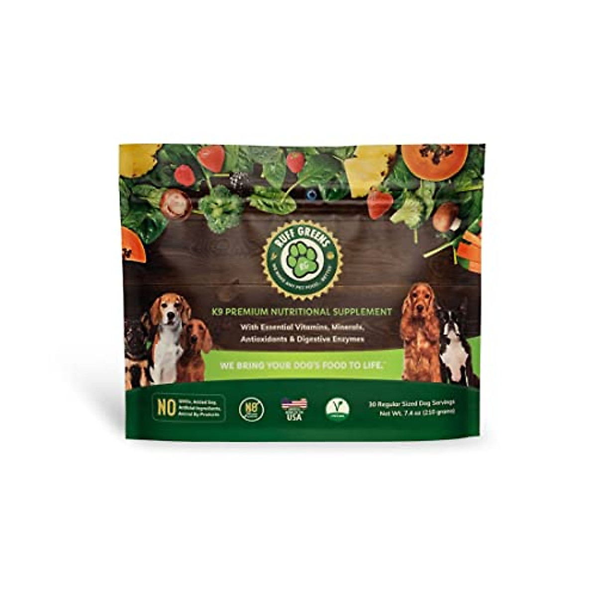 Ruff Greens - Vitamin & Mineral Supplement, Nutritional Support for Dogs, Probiotics for Dogs, Dog Vitamin Powder, Nutritionally Pure Superfood for Pets, 7.4 Ounce